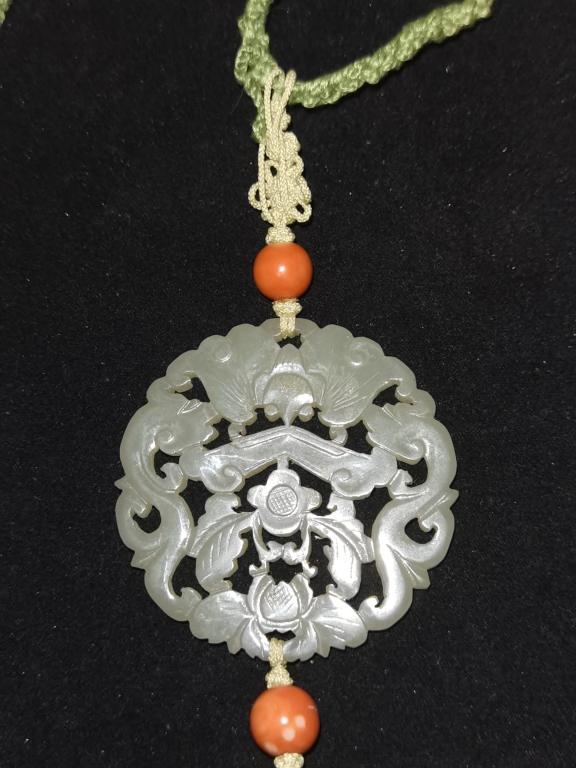 Qing Chinese Jade Carved "fu Qing Yan Mian" Amulet Auction