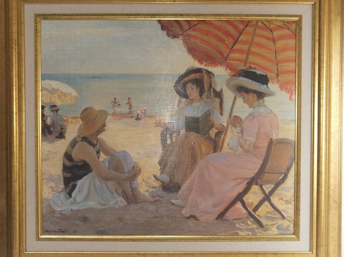 Ladies At The Beach Oil Painting By Alfred Victor Fournier