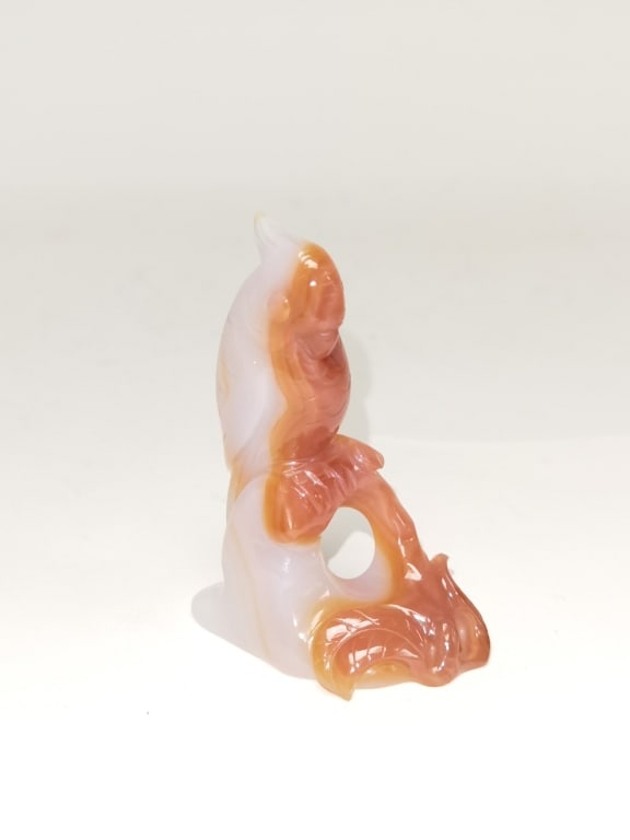 19-20th C. Chinese Red/white Agate Carved Parrot Auction