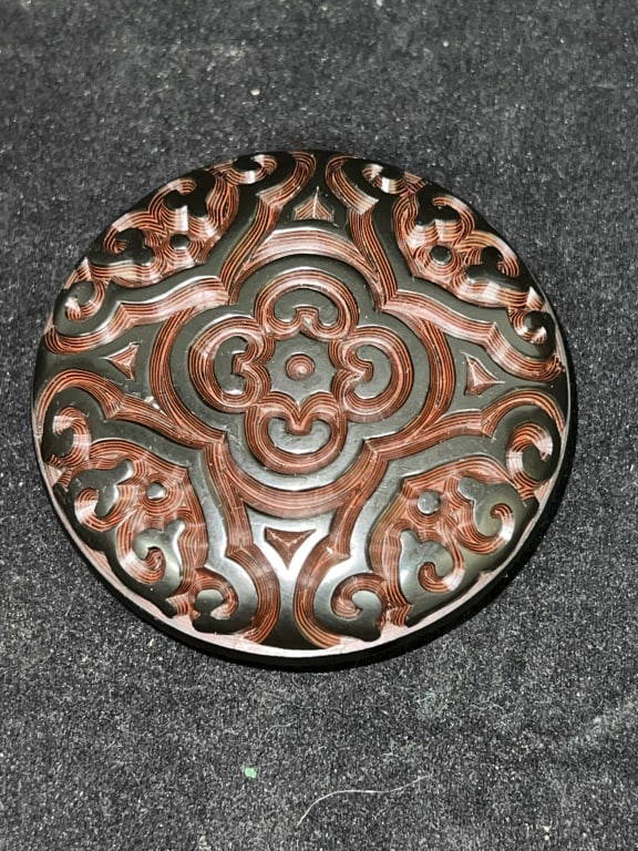 Chinese Black And Red Cinnabar Carved Stamp Ink Box Auction