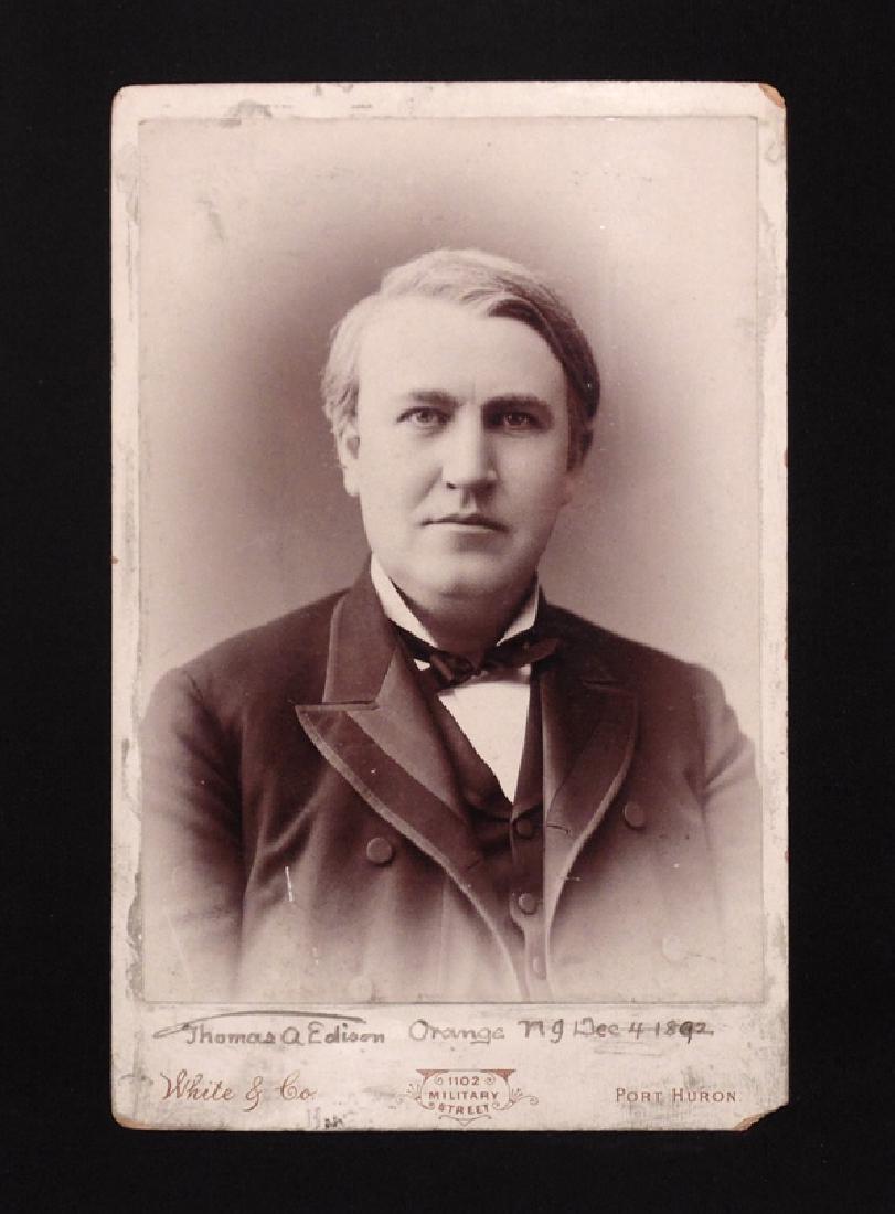 Thomas Edison, Signed Cabinet Photo, 1892