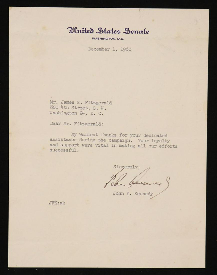 John F. Kennedy Signed Letter