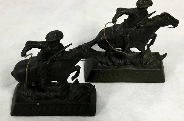 Winchester Bronze & Rider Bookends. Good Found