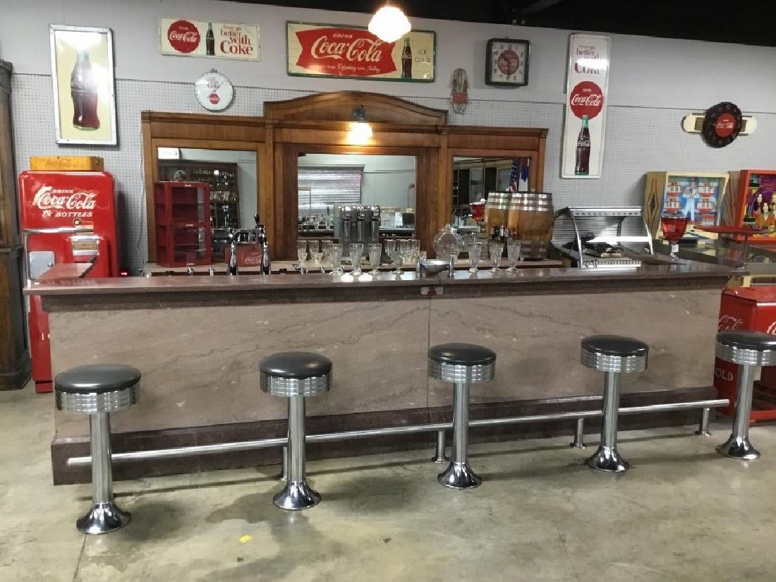 1930's-1940's Marble Soda Shop Counter and back Bar