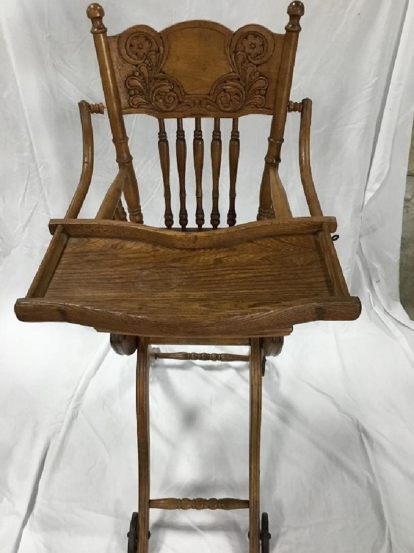 Solid Oak High Chair Stroller Combo