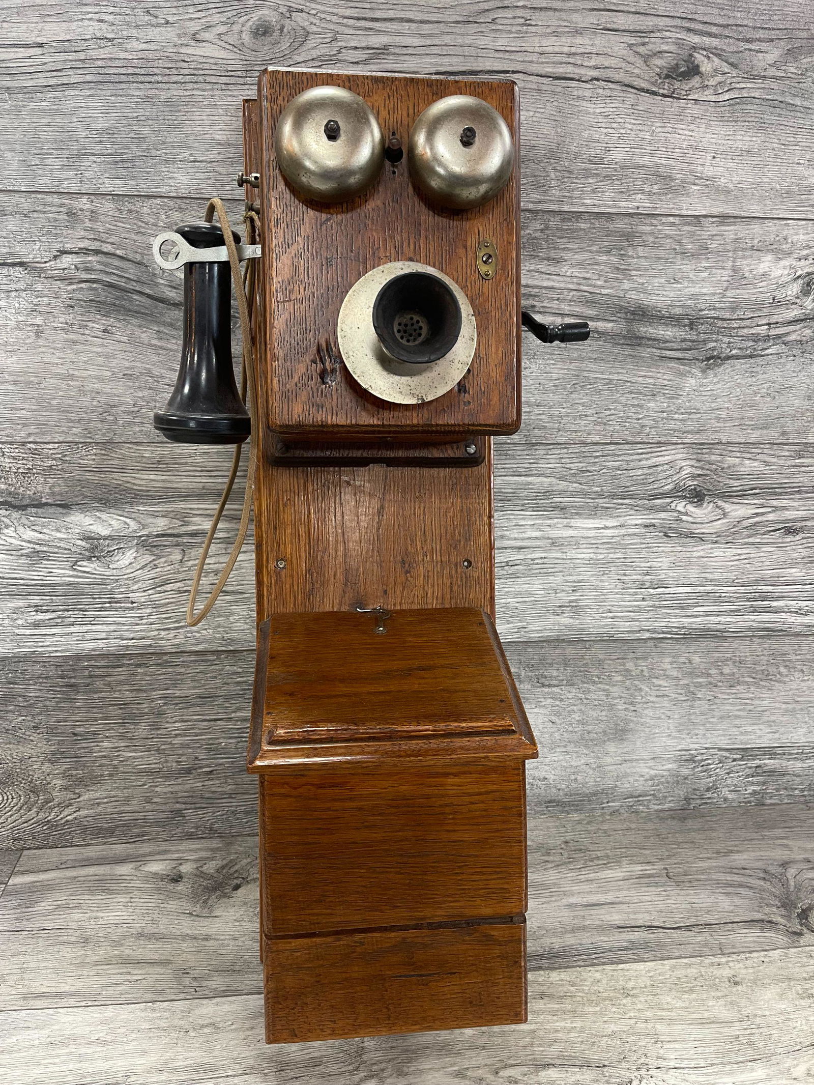 Solid Oak Crank Wall Phone