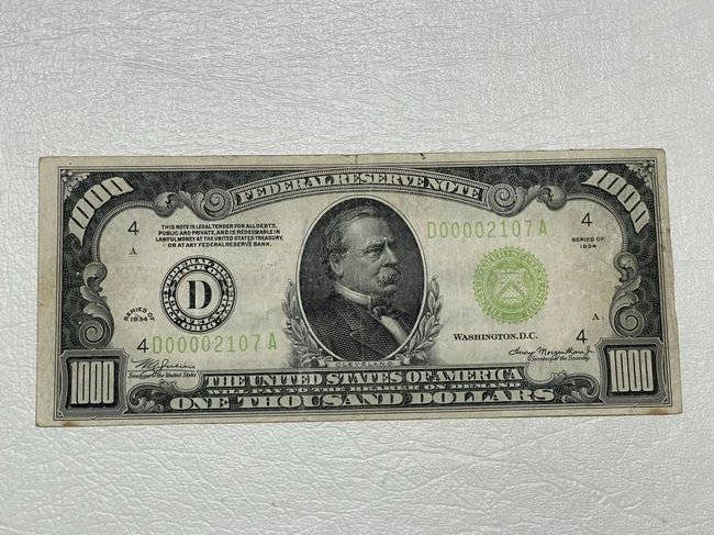 1934 Celveland $1000 Federal Note