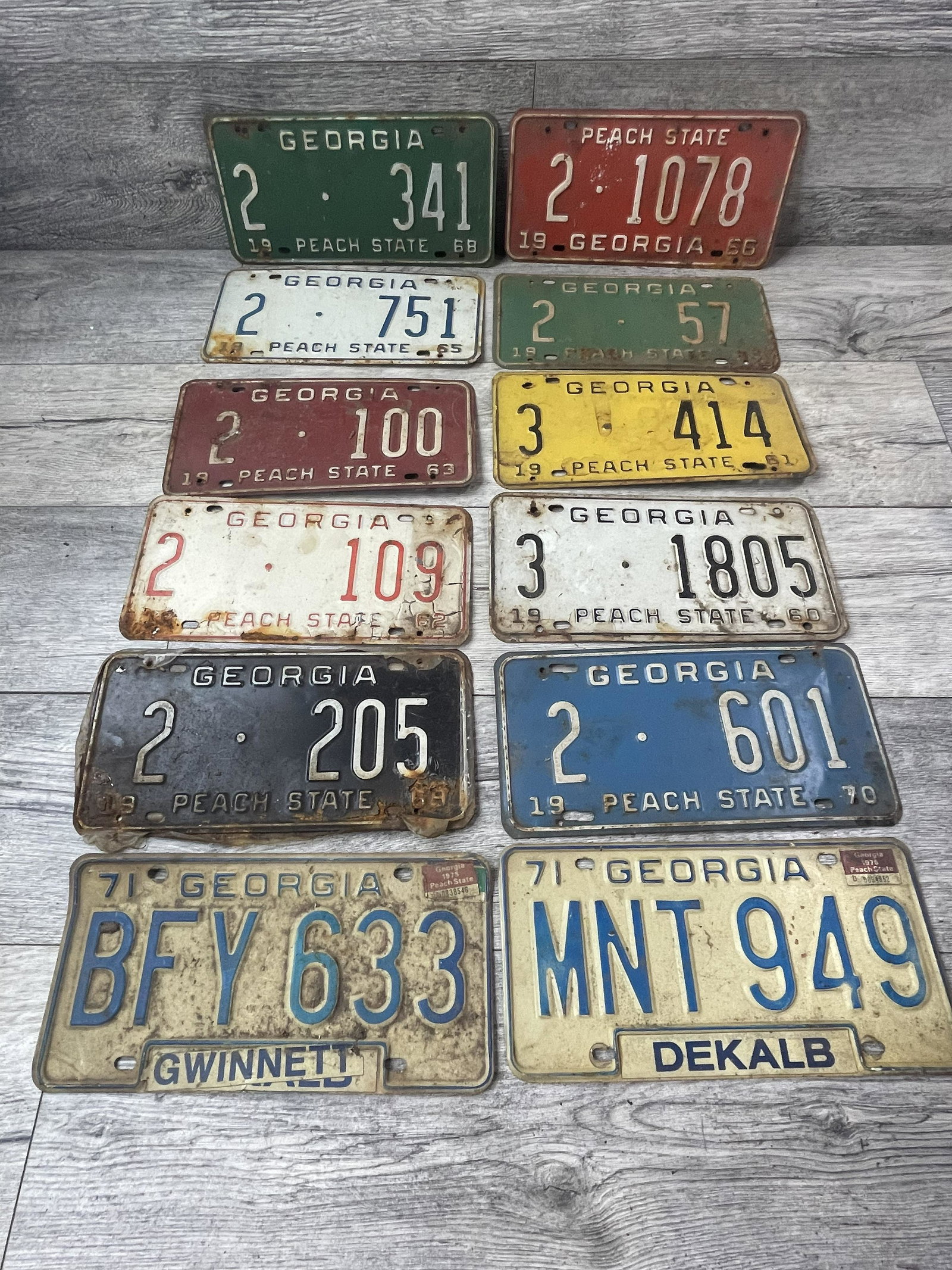 Lot Of 12 1960's And 1970's Georgia License Plates