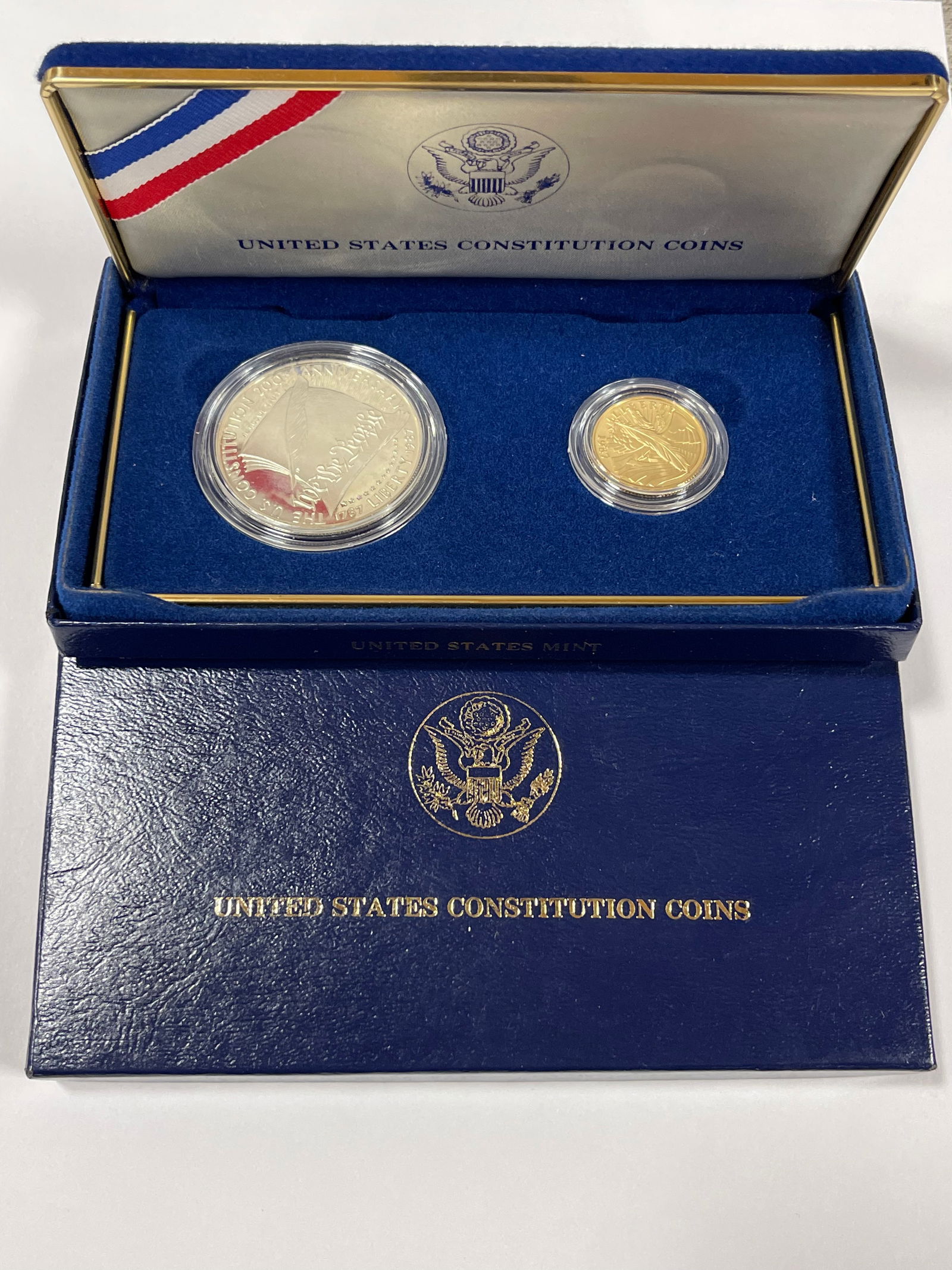 1987 Silver Dollar And Gold $5 U.s. Constitution Coin Set