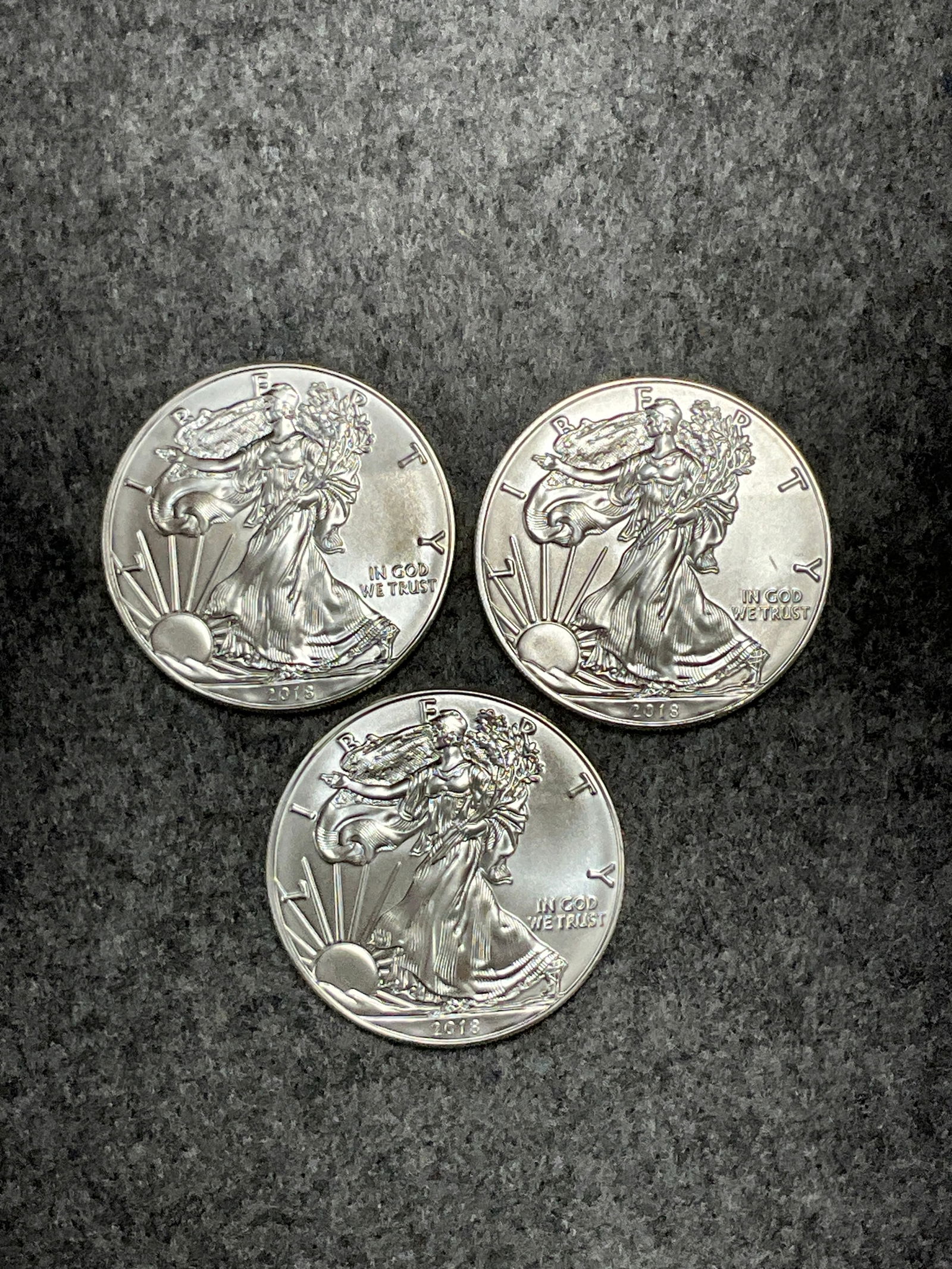 Lot Of 3 - 2018 Silver Eagles High Grade Auction