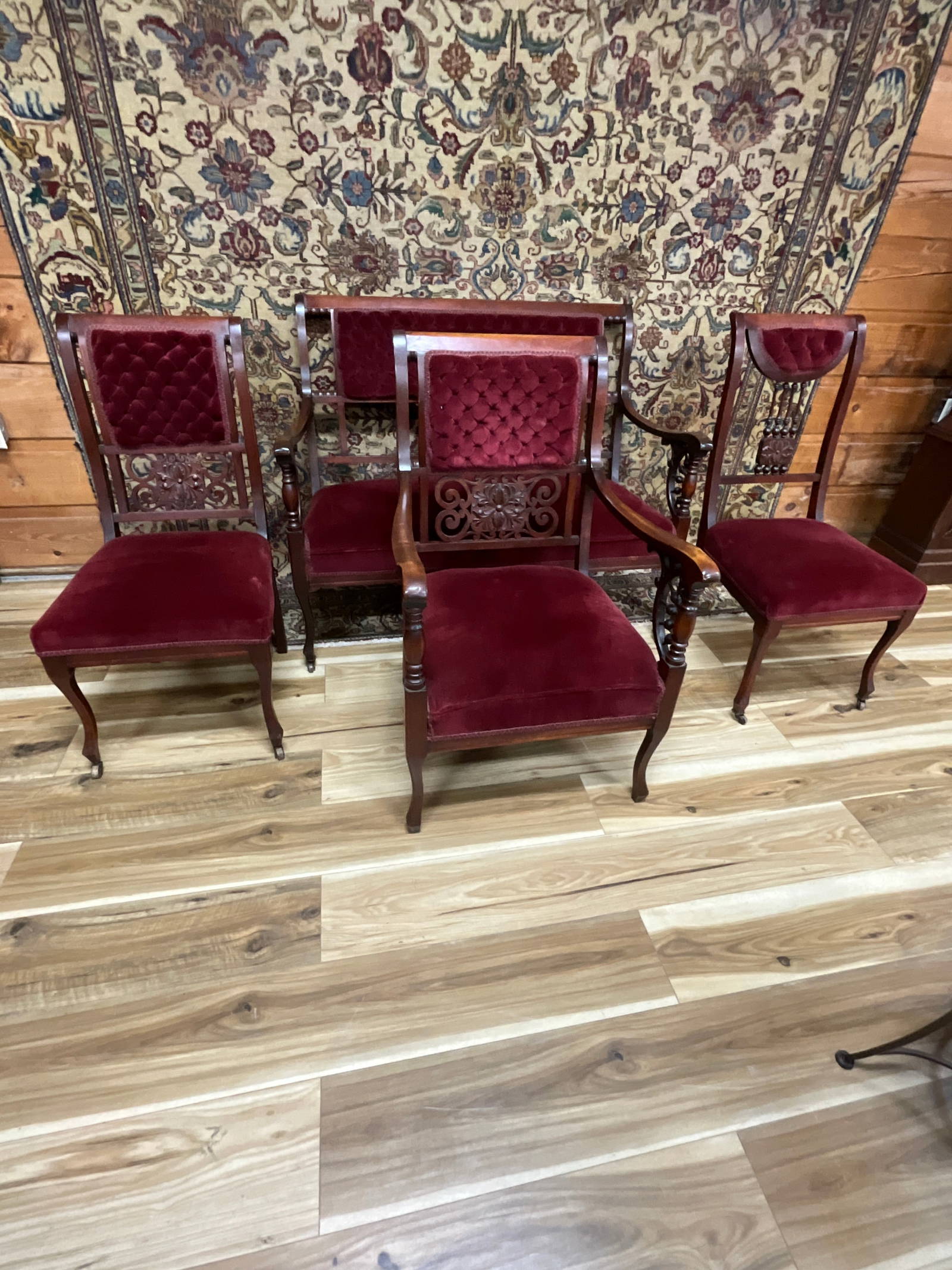 Fantastic Four Piece Mahogany Setter And Chairs Auction