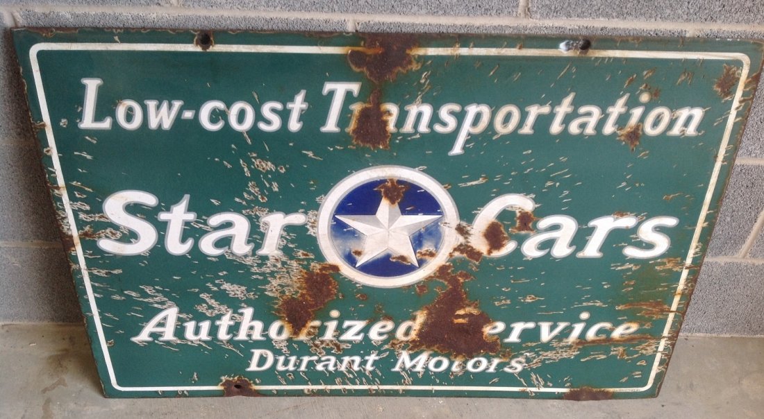 1920s Porcelain Star Cars Authorized Service Sign