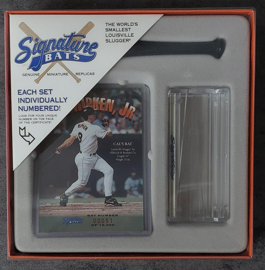 Cal Ripken Jr. Card And Signature Bat Genuine Miniature Replica