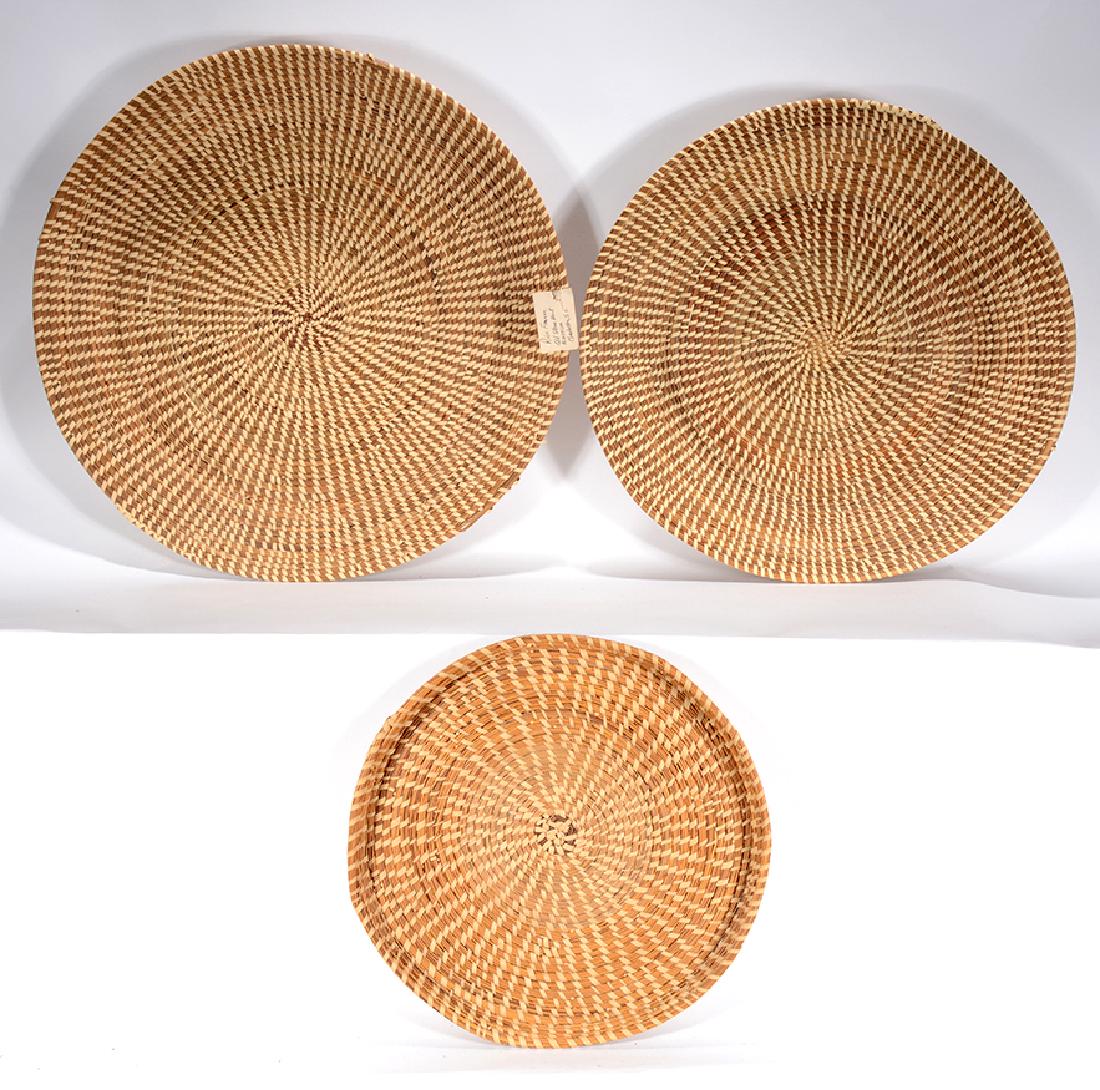 3 Large Rice Fanning Gullah Baskets.