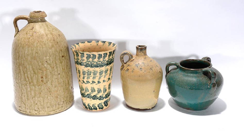 Brown Pottery & Nc Art Potters. 4 Early Pots.