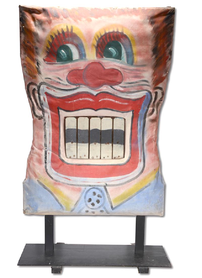 Large Carnival Ball Toss Clown Face With Wooden Teeth.