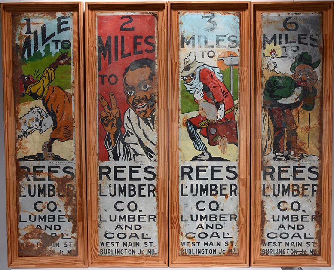 Ithaca Sign Works. 4 Rees Lumber Co. Mile Markers.
