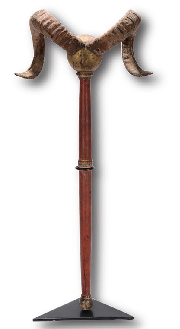 Odd Fellows Lodge Ram Horn Staff. - Apr 27, 2019 | Slotin Folk Art in GA