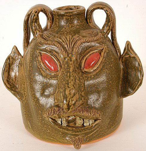 Ruby Meaders. Red Eyed Devil Face Jug