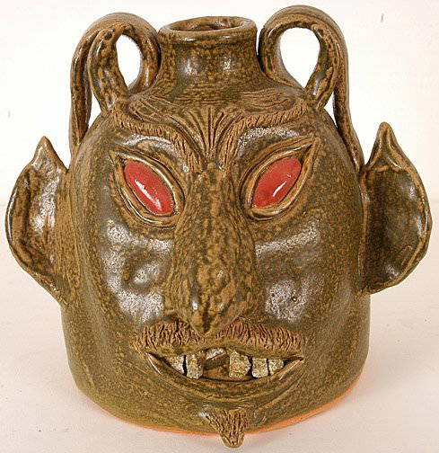 Ruby Meaders. Red Eyed Devil Face Jug
