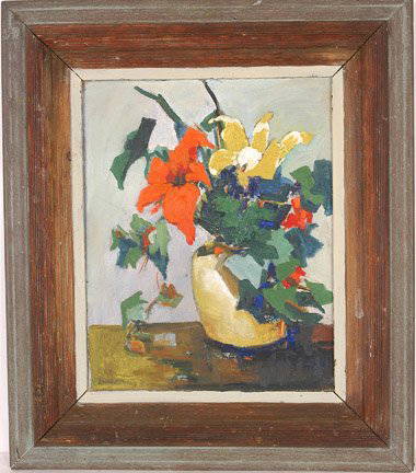 M.w. Pinston, Vase With Flowers.