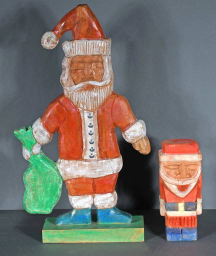 Levon Williams. Two Santas. (#0289) on Aug 06, 2022 | Slotin Folk Art in GA