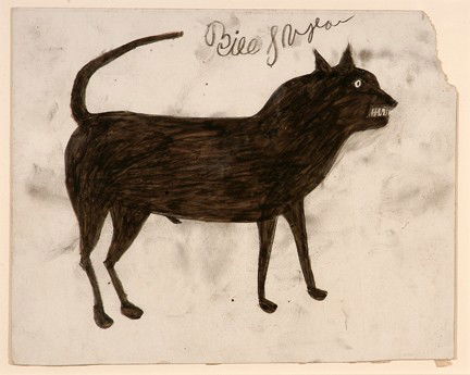 Bill Traylor. Black Dog W Signature.