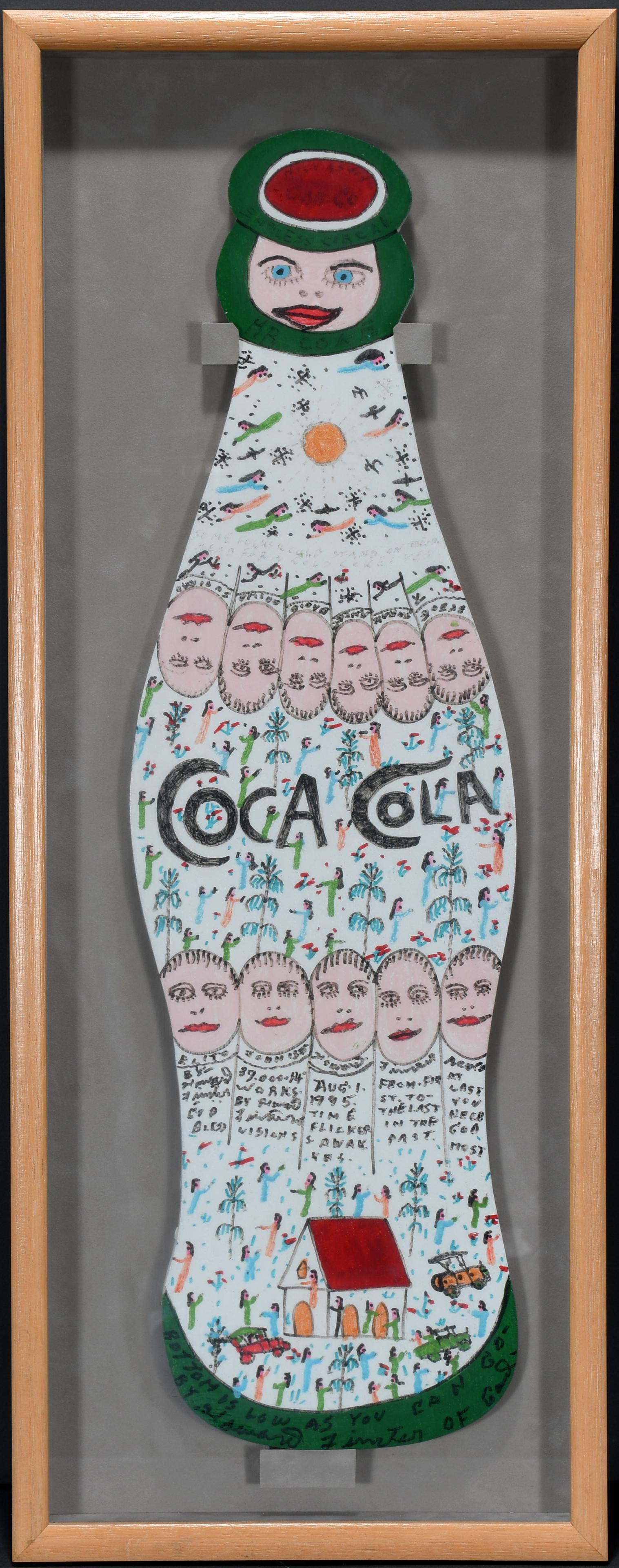 Howard Finster. Medium Size Coke Bottle. Auction