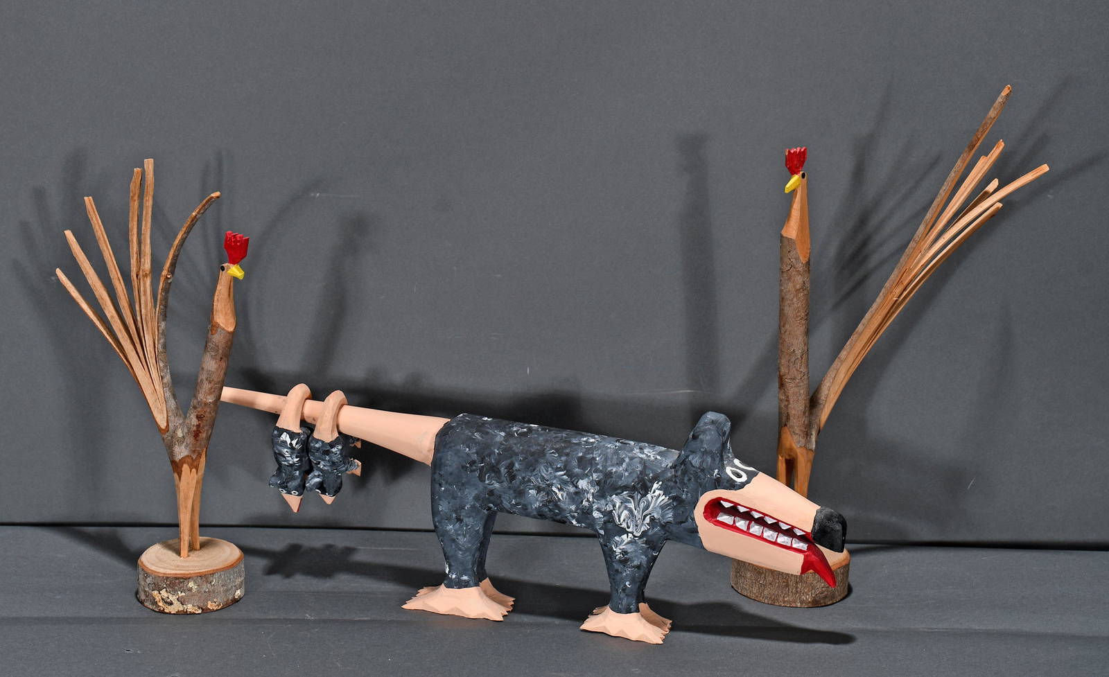 Minnie & Garland Adkins. Roosters & Possum. Auction