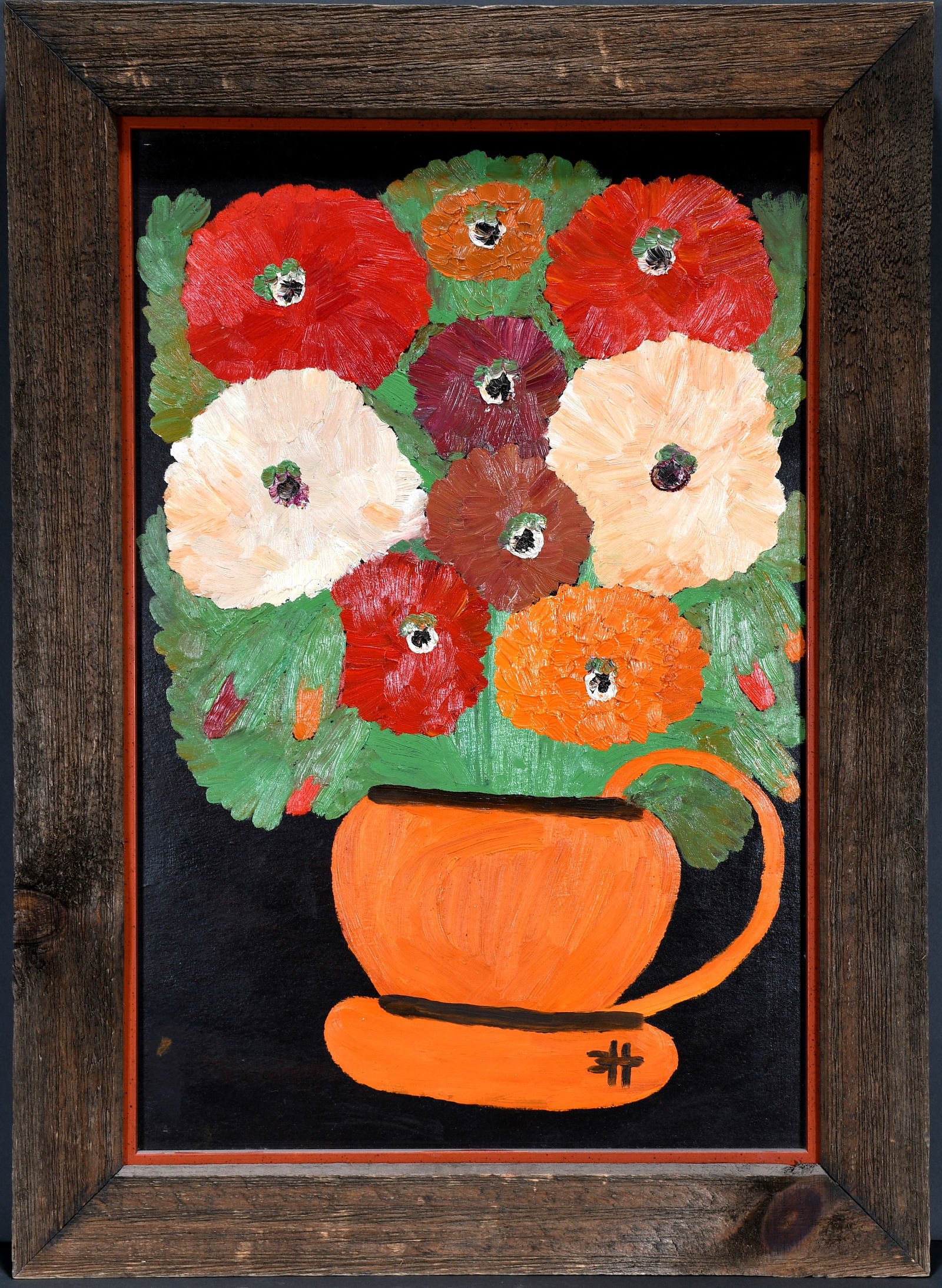 Clementine Hunter. Zinnias. Auction