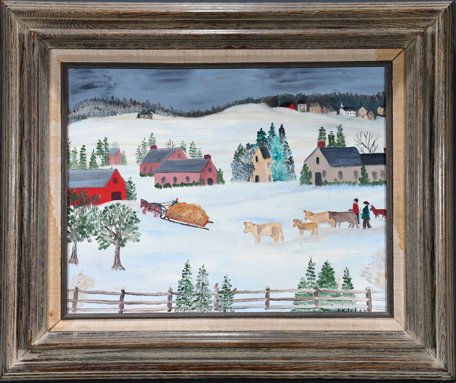 Tella Kitchen. Bringing Fodder In For The Stock In A Snow Storm. Auction