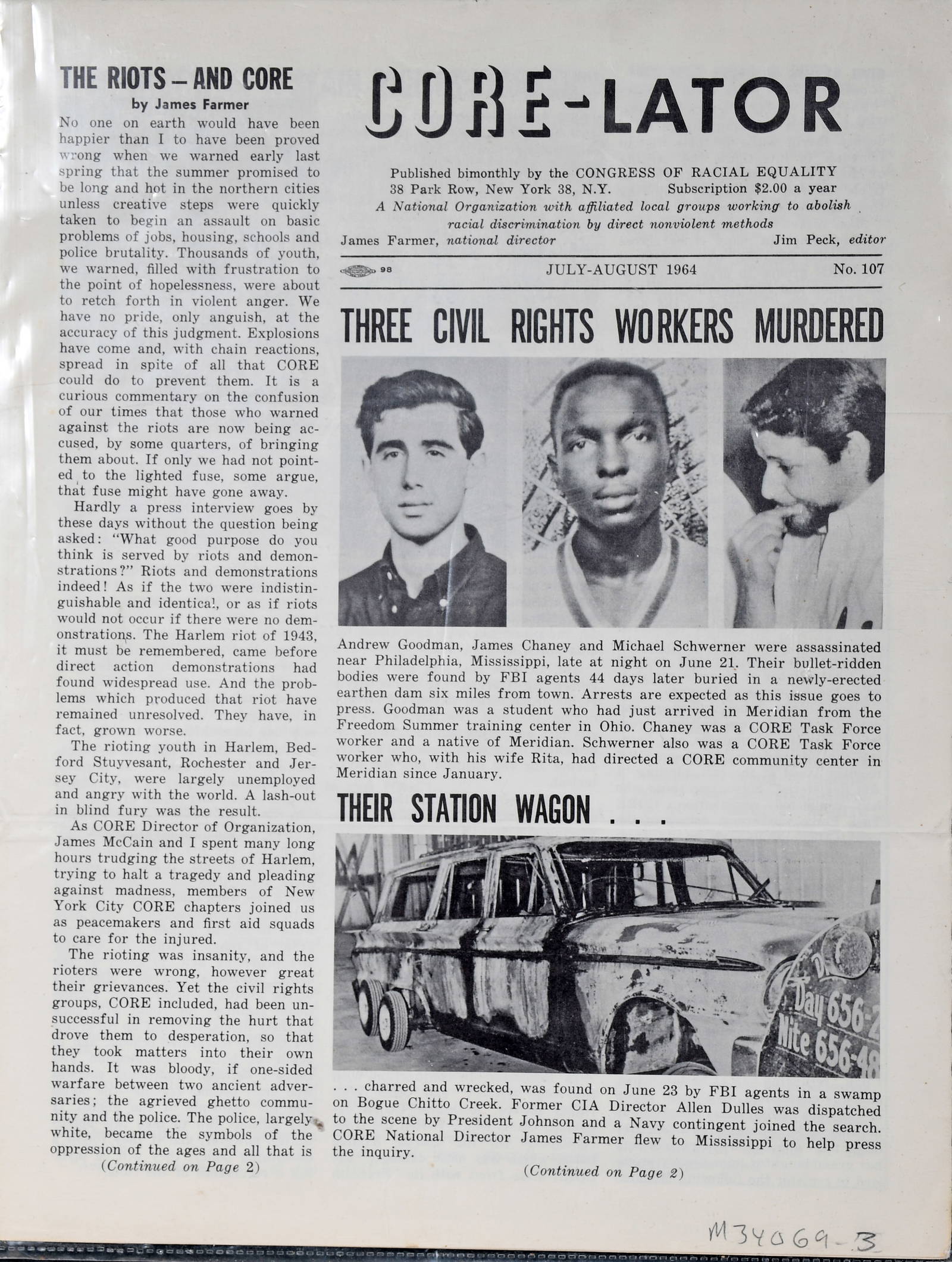 The Core-lator. Schwerner, Chaney And Goodman. 3 Civil Rights Workers ...
