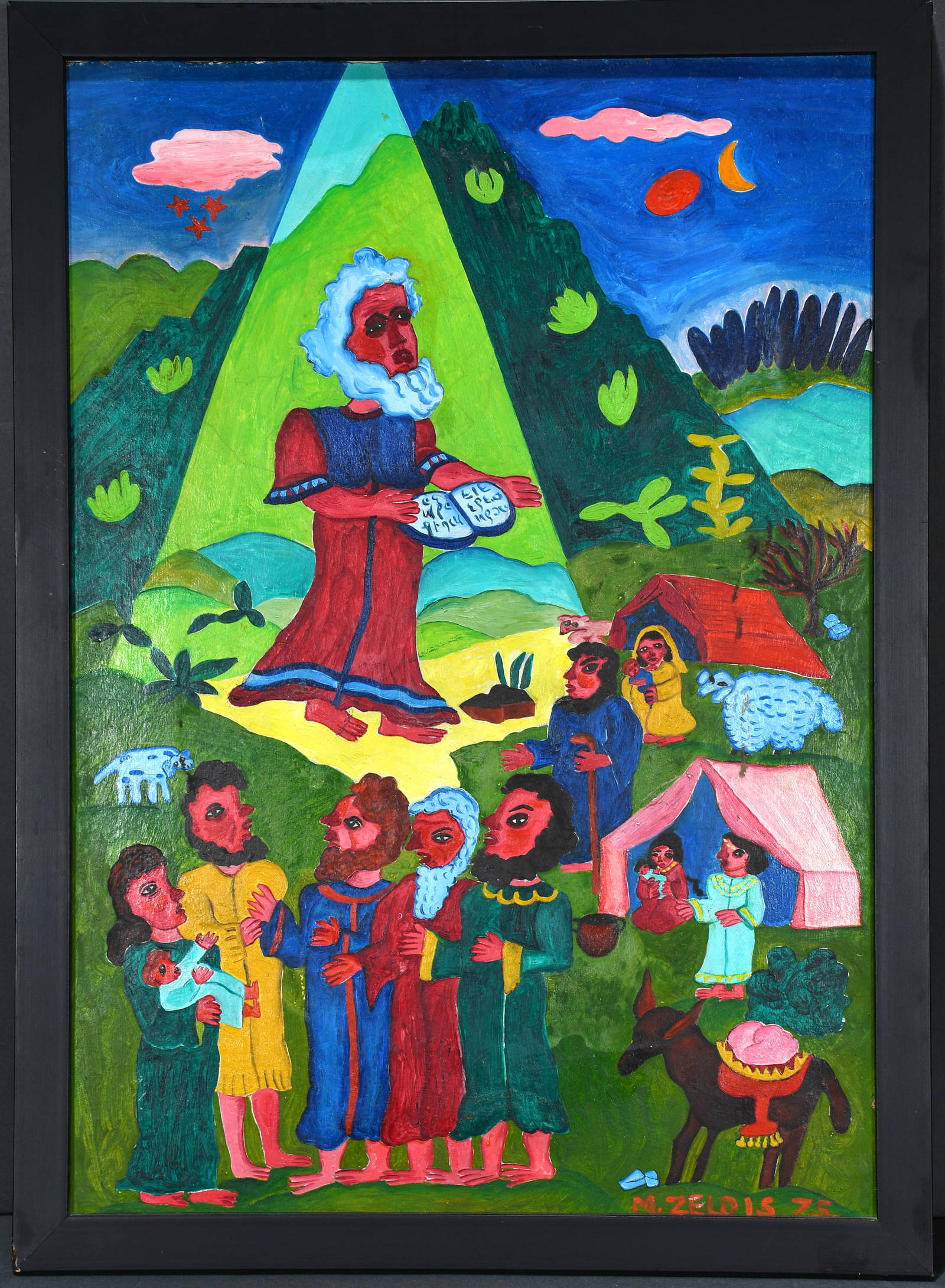 Malcah Zeldis. Moses And The Ten Commandments. Auction