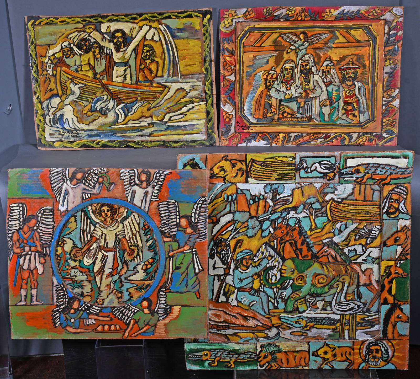 Rudy Bostic. Four Works Of Angels. Auction