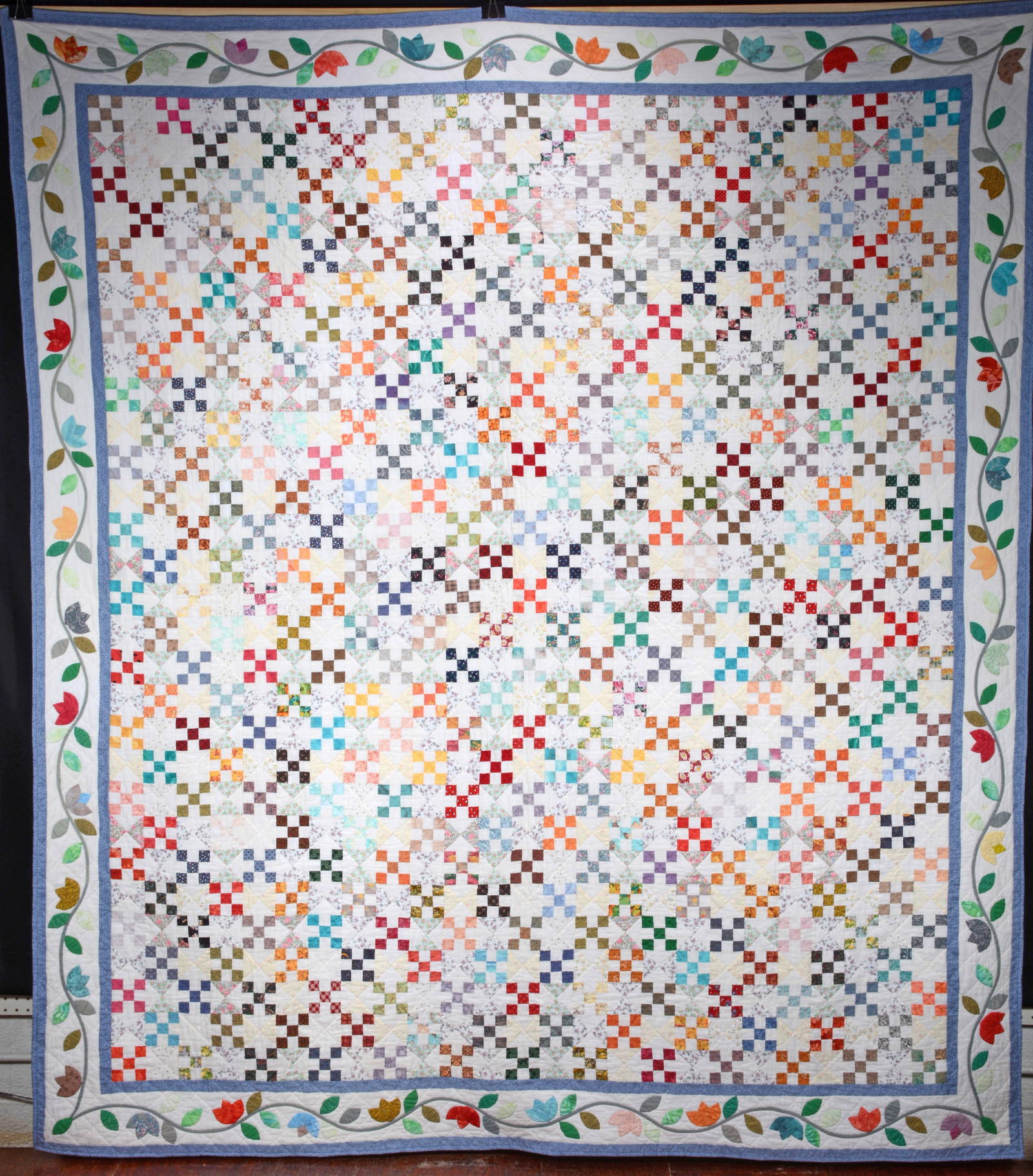 Faye Carter. Nine Patch & Hour Glass Quilt. Auction