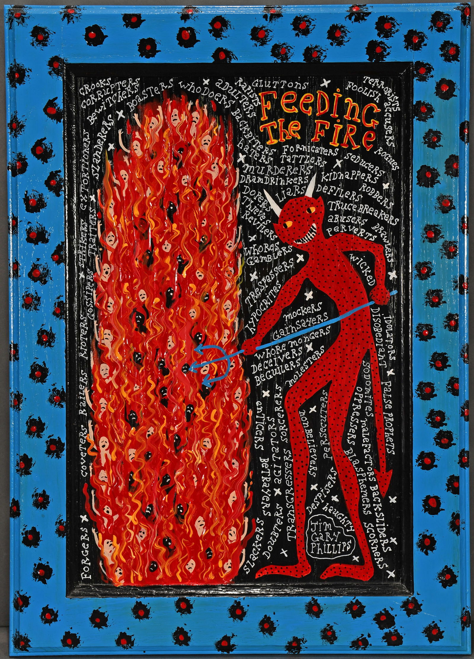 Jim Gary Phillips. Feeding The Fire. Auction