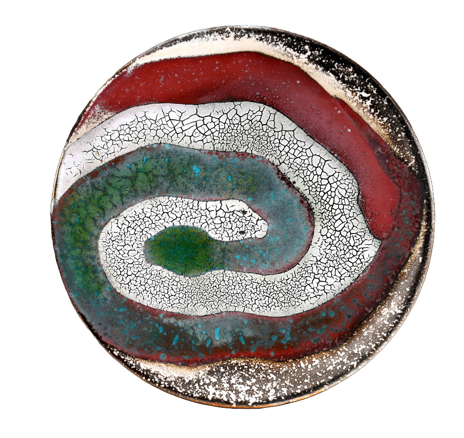 Unknown Potter. Large Art Pottery Snake Charger. Auction