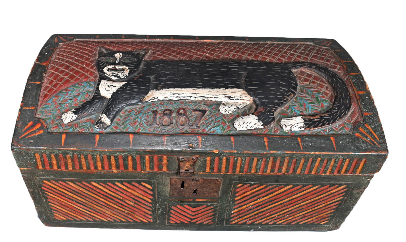 Anonymous Cat Decorated Trunk. Auction