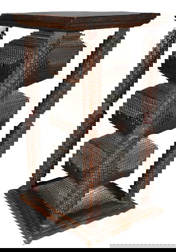 Three Drawer Tramp Art Floor Stand.