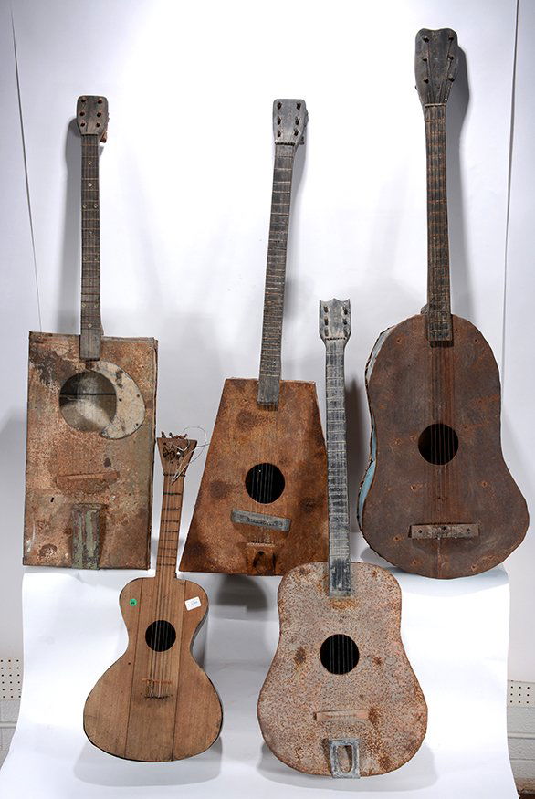 5 Metal Homemade Folky Hillbilly Instruments.