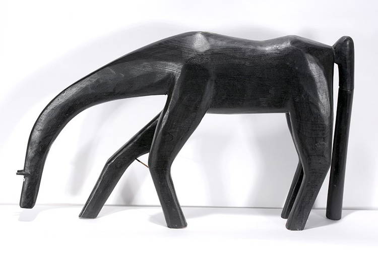 Minnie & Garland Adkins. Large Black Horse.