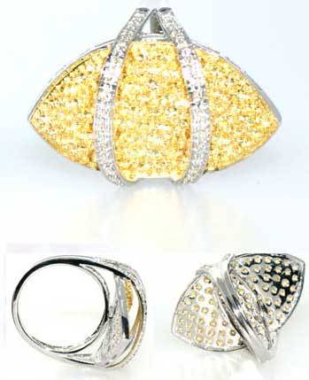 4 Ct Yellow Sapp And Dia 14k 9gr