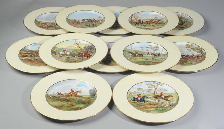 12 Copeland Spode Hunt Scene Plates