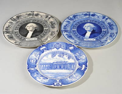 Naval Academy & Two George Washington Plates