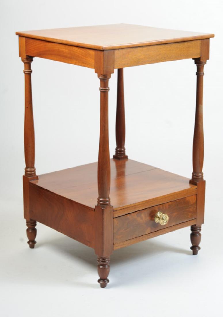 E. 19th C. Federal Cherry & Mahogany Bedside Table