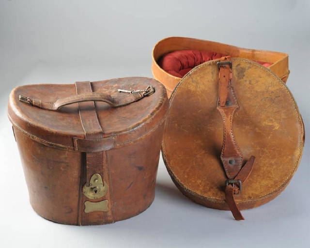 Two Antique Leather Hat Boxes