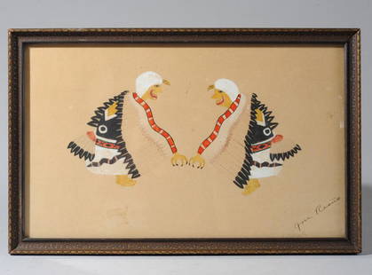 Southwest Pueblo Painting, Watercolor And Ink On Paper,