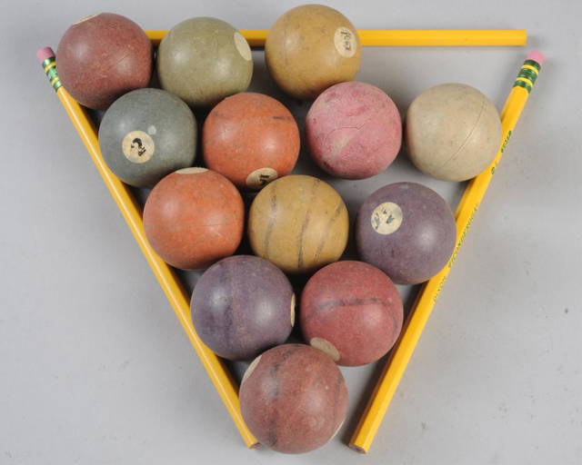 13 Antique Clay Billiard Balls