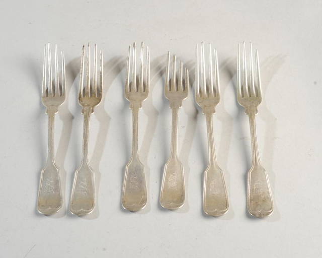 Six Coin Silver Forks