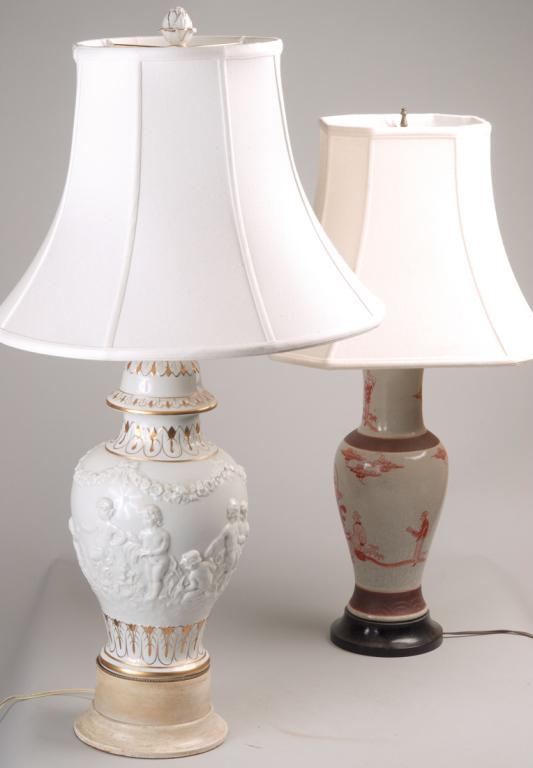 Two Vintage Porcelain Lamps Auction